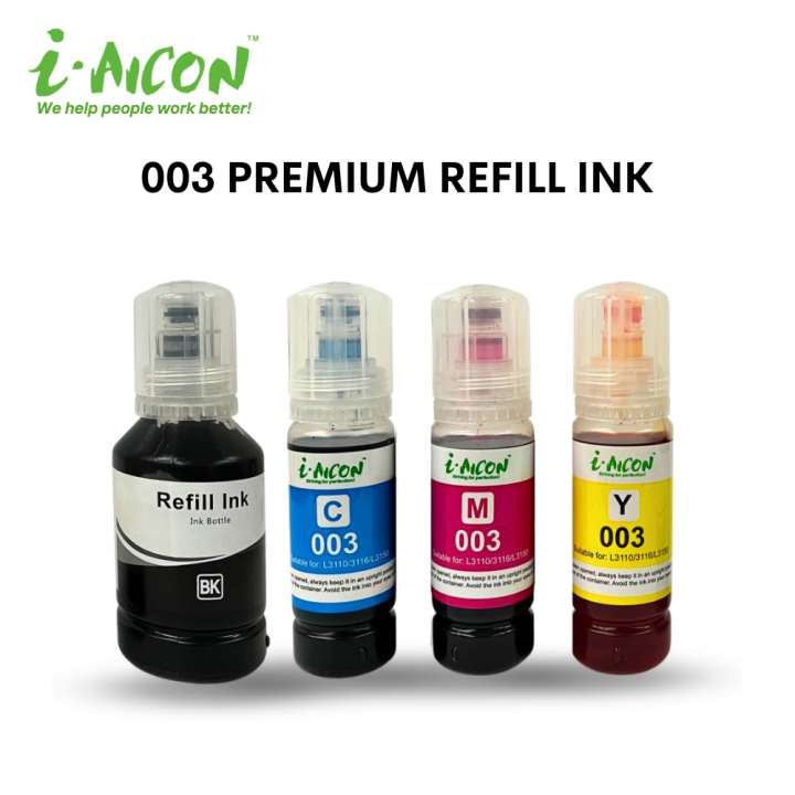 i-Aicon 003 Premium Quality Refill Ink Dye for Epson L1110 L3110 L3150 ...