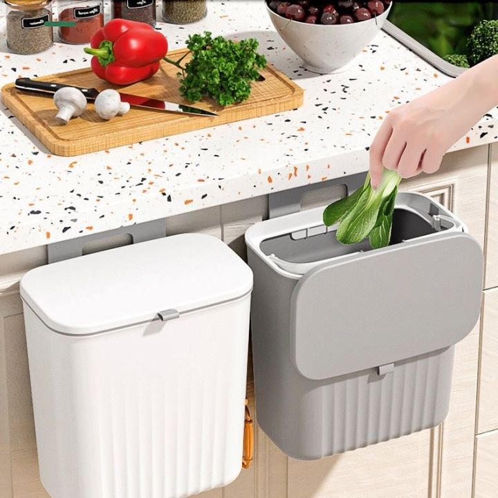 9L 12L Trash BIn with Cover Wall Mounted Hanging Slide Garbage Recycle ...