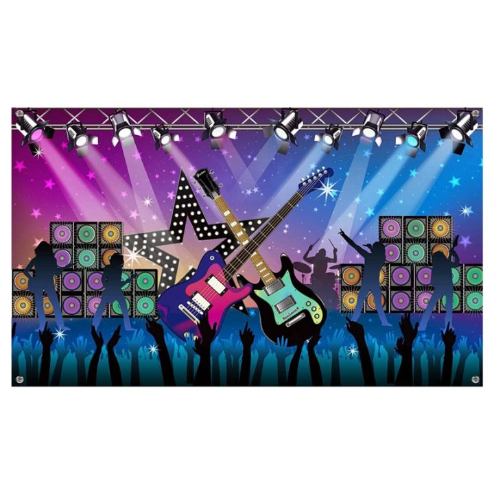 Karaoke Party Decorations Supplies, Large Fabric Rock Star Vacation ...