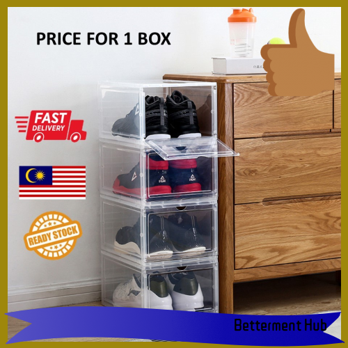 (1 Unit) Transparent Hard Case Box for Shoes Heels Sneakers (Kotak ...