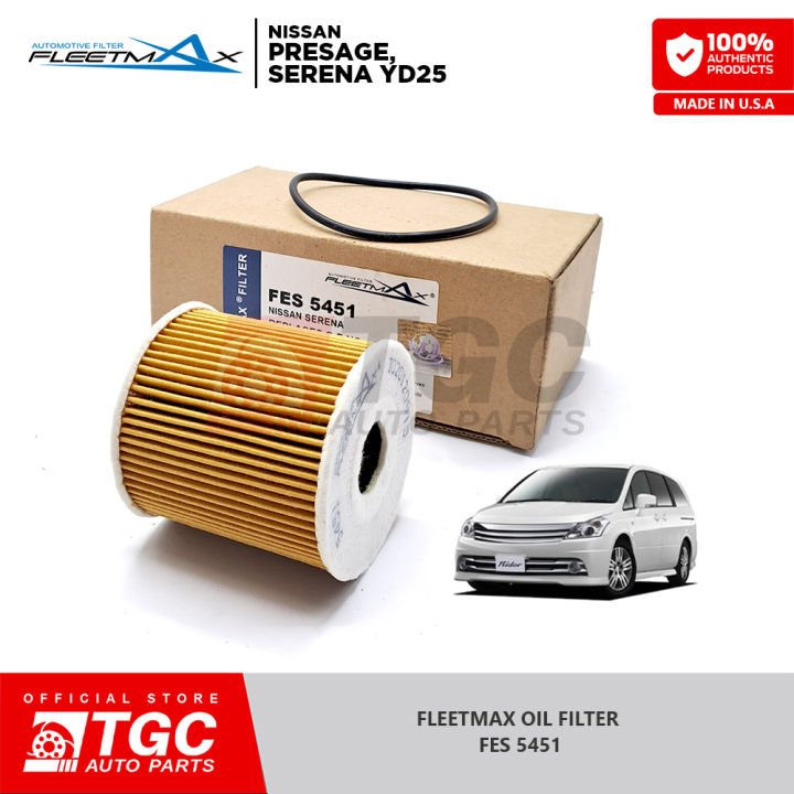 Fleetmax Oil Filter for NISSAN PRESAGE, SERENA YD25 FES 5451 - 1PC ...