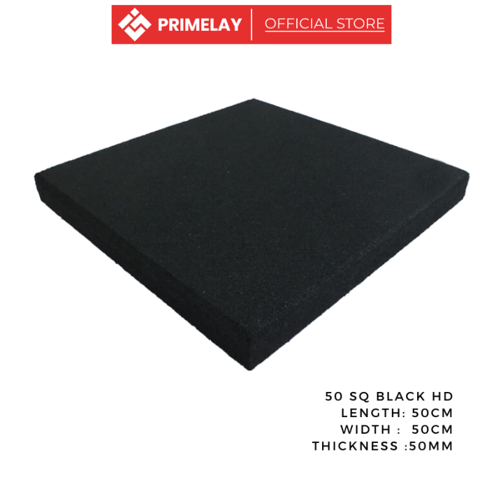 50MM Laminated Rubber Mat Black Square | Strong & Durable Gym Flooring ...