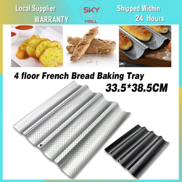 4 Groove French Bread Baking Mold Carbon Steel Baguette Mold Tray Wave ...