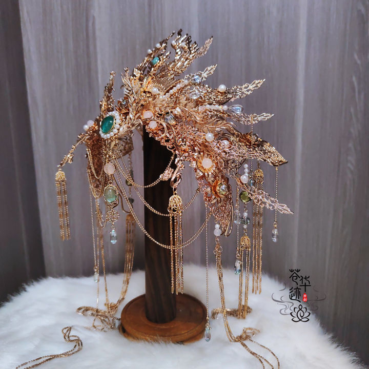 Cang Hua Ji original design retro gorgeous headdress crown exotic court ...