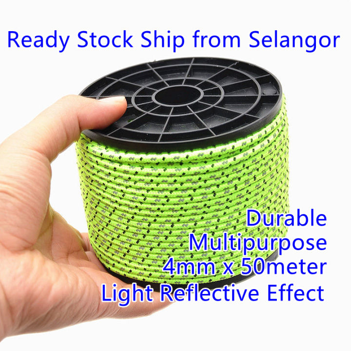 50M Camping Rope Tali Khemah Tali Flysheet Reflective Wind Rope Tent ...
