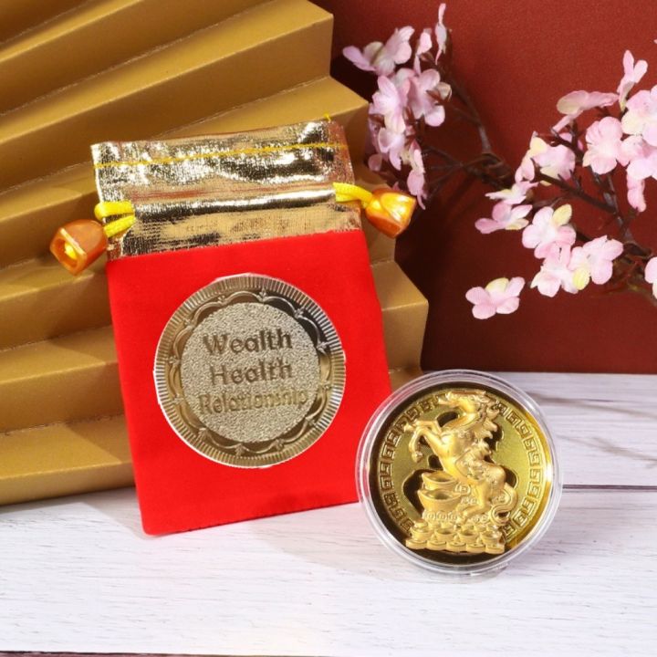 2026 year of the horse lucky charms golden money foil lucky coin red ...