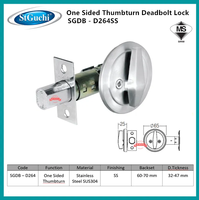 St Guchi SGDB D 264 SS One Side Thumbturn Half Deadbolt Door Lock ...