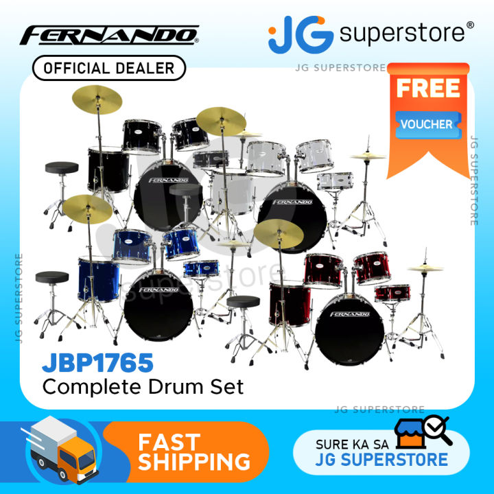 Fernando 5-Piece Complete Drum Kit with Cymbals Stands and Accessories ...