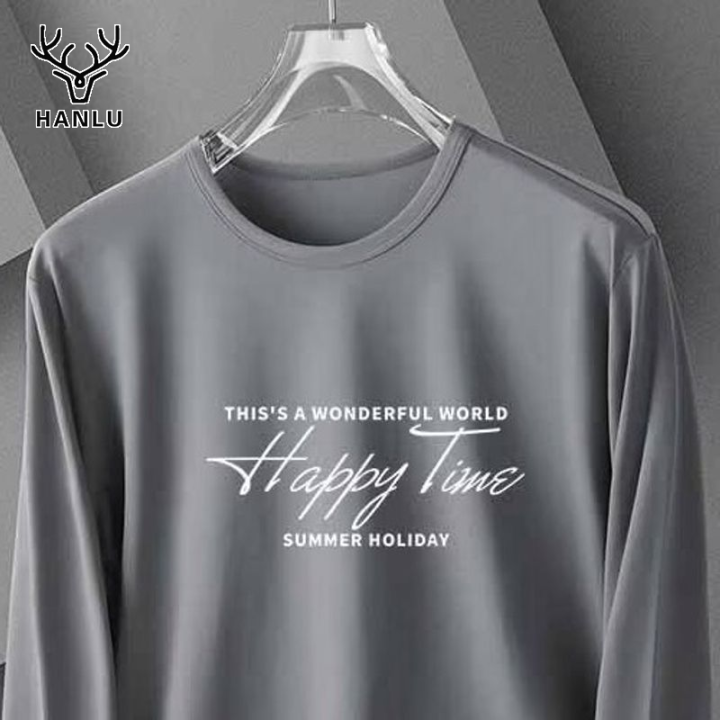 Hanlu แขนยาวเสื้อยืดผู้ชายอินเทรนด์ลำลอง,เสื้อซับในทรงหลวม | Lazada.co.th