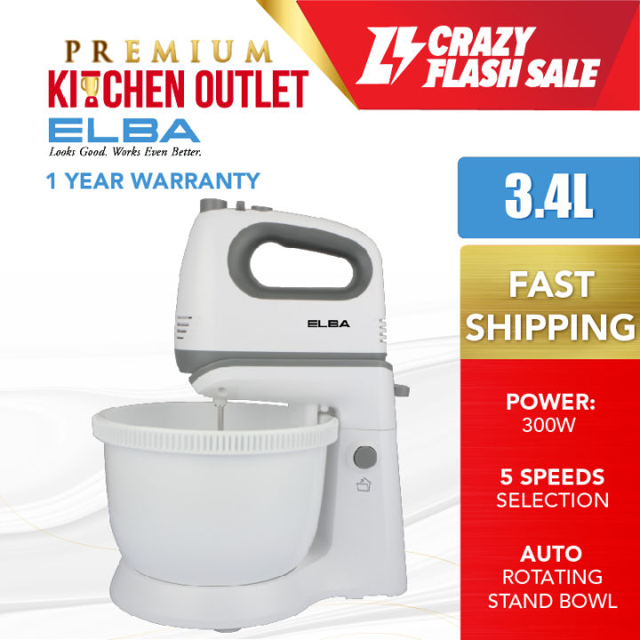 Elba 3.4L 300W Stand Mixer ESMB-M3430(WH) | 5-speeds Selection | Auto ...