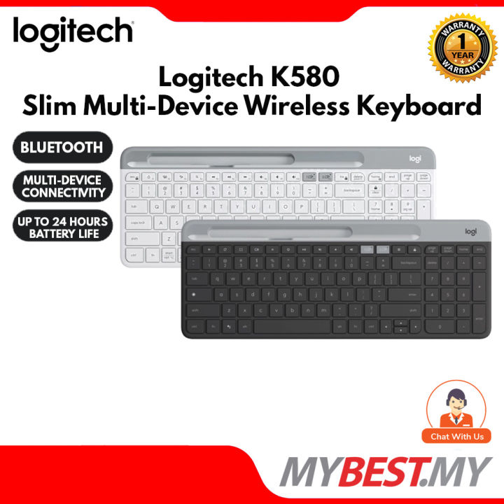 Logitech K580 Slim Multi-Device Bluetooth Wireless Keyboard with ...