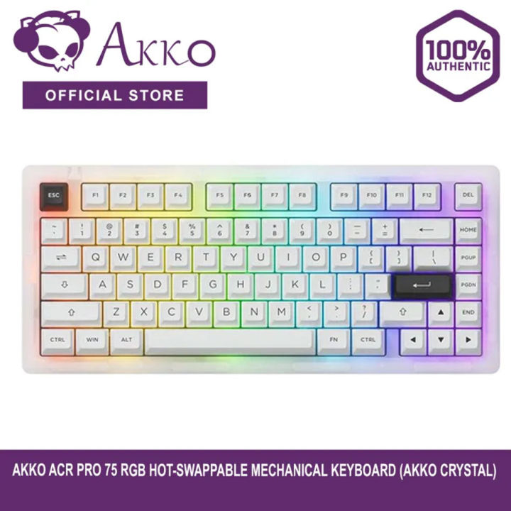 AKKO ACR Pro 75 RGB Hot-Swappable Mechanical Keyboard (Akko Crystal ...