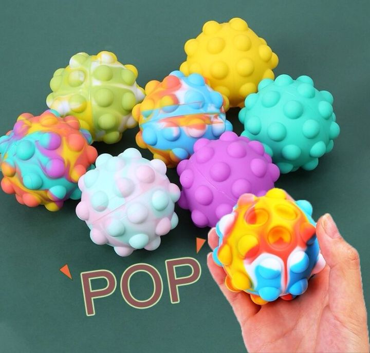 3D Pop it Fidget Ball Toys Decompression Finger Squeeze Toy w/light ...