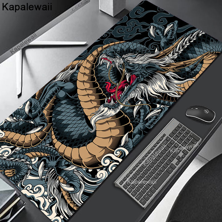 Japan Mouse Pad Dragon Black and White Deskmat Playmat Laptop Anime ...