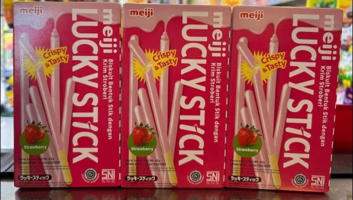 Meiji Lucky Stick Strawberry Crispy and Tasty | 3pcs | Lazada PH