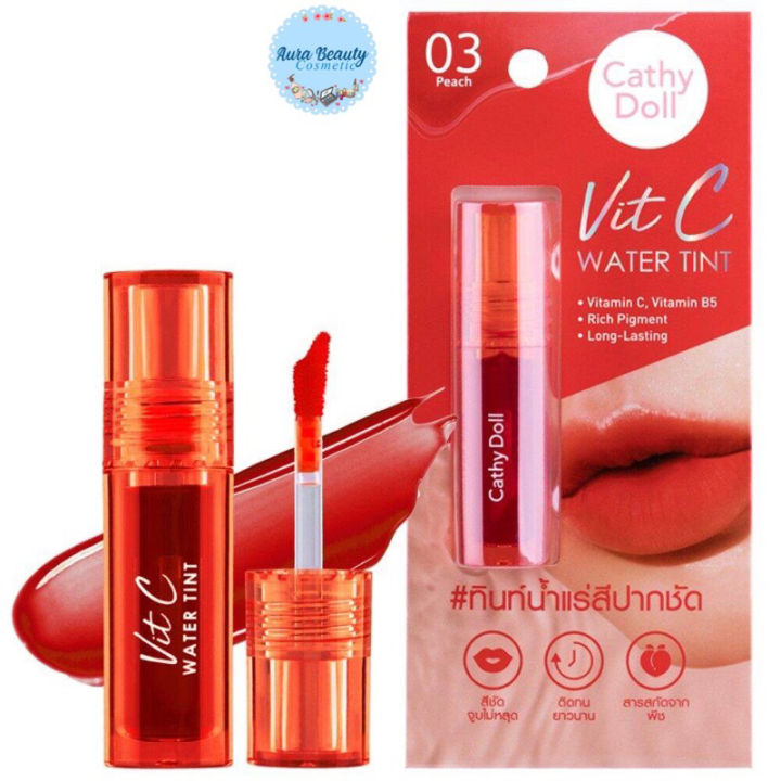CATHY DOLL VIT C WATER TINT 2.7G ทิ้นท์วิตซี บำรุงปาก สีแน่นติดทน ...