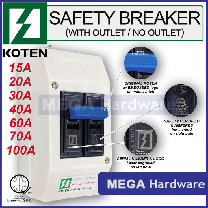 KOTEN SAFETY BREAKER KSB KSB-S with Enclosure (WITH OR NO Outlet) 15A ...