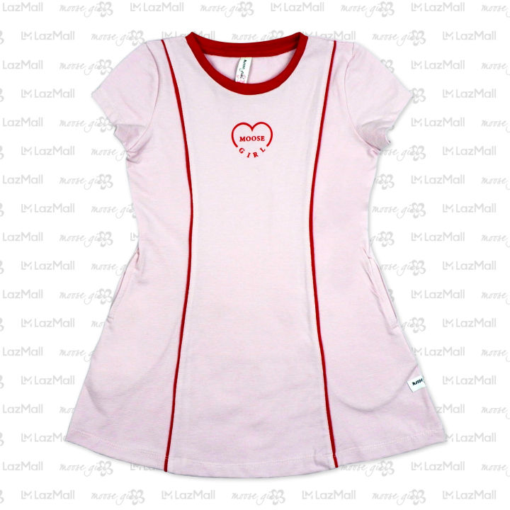 Moose Girl Light Pink & Red Dress With Print Details (GSDS- 5137 ...