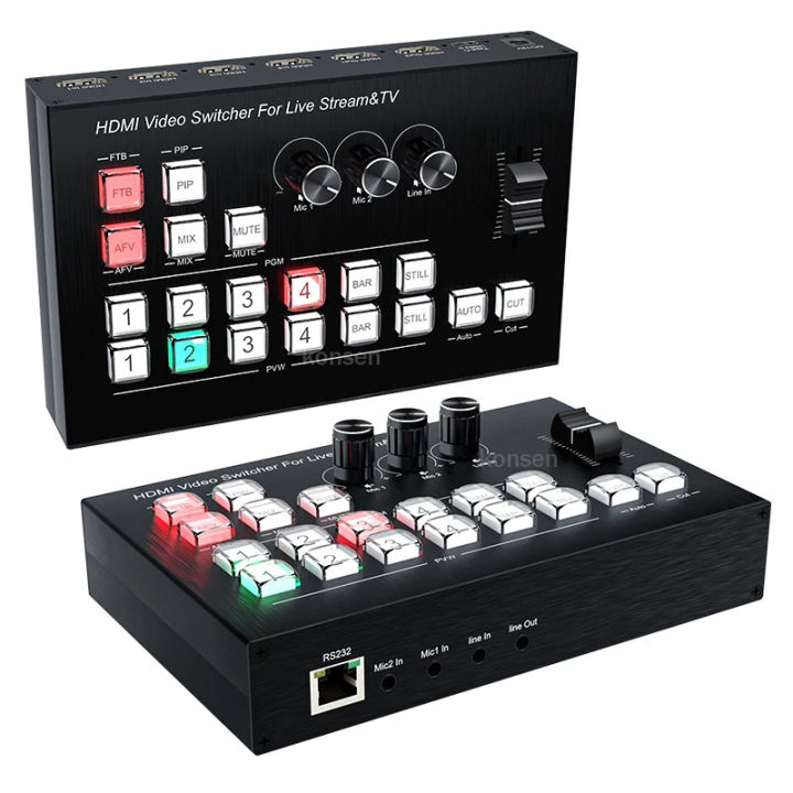 Mini 4 CH HDMI Video Multi Camera Switcher for Live Broadcast Streaming ...