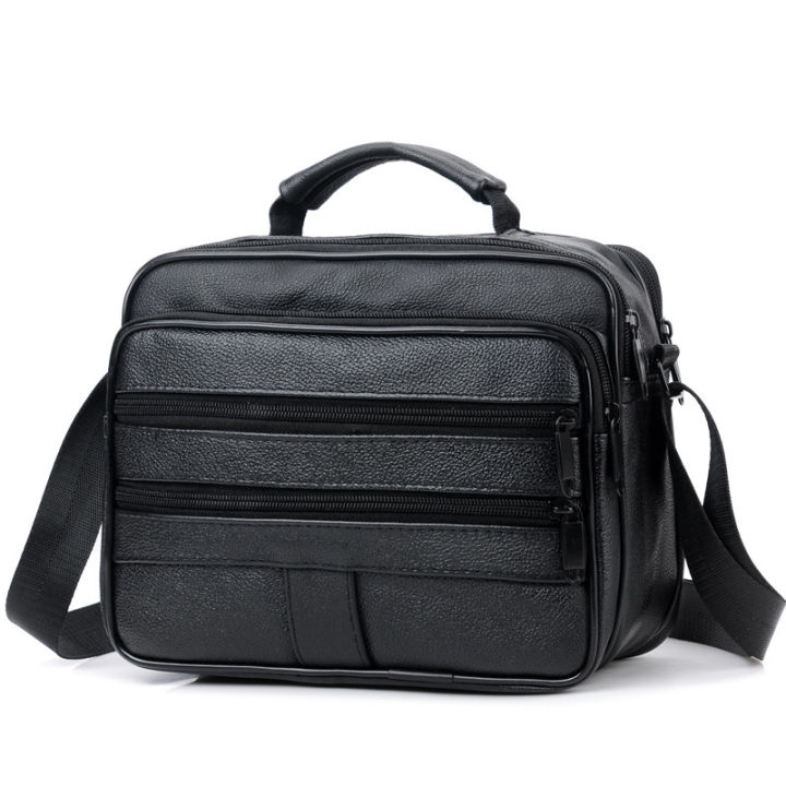 New Casual Men's Business Genuine Leather Male Handbag black Men ...