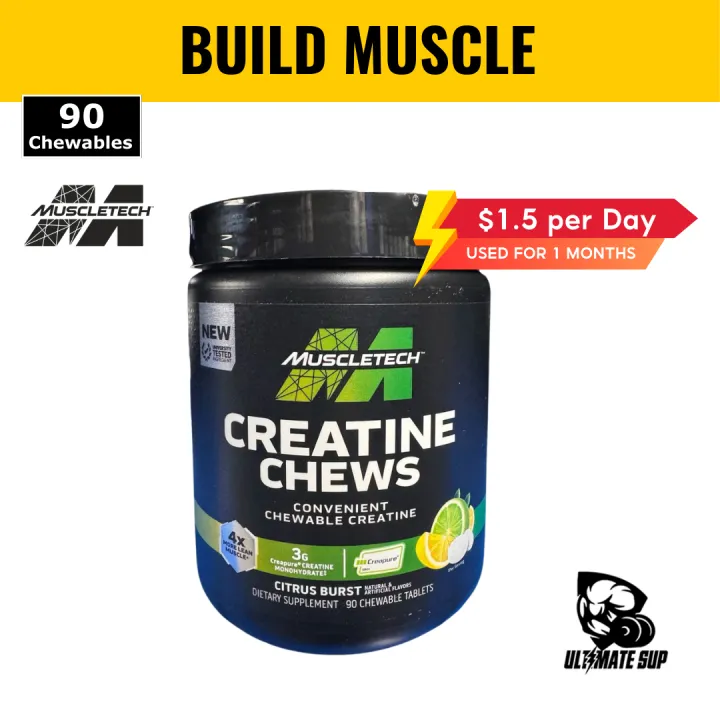 MuscleTech Creatine Chews, Creapure Creatine Monohydrate, Enhanced ...