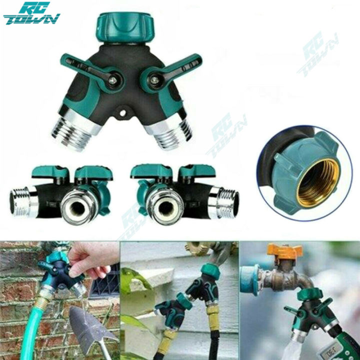 2-way Heavy-duty Garden Hose Distributor 3/4" Y-type Valve Water Pipe ...