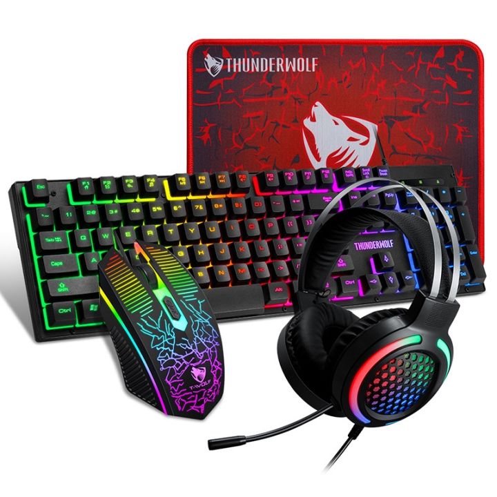 T-WOLF TF400 game kit 4in1 set of luminous game keyboard mouse headset ...
