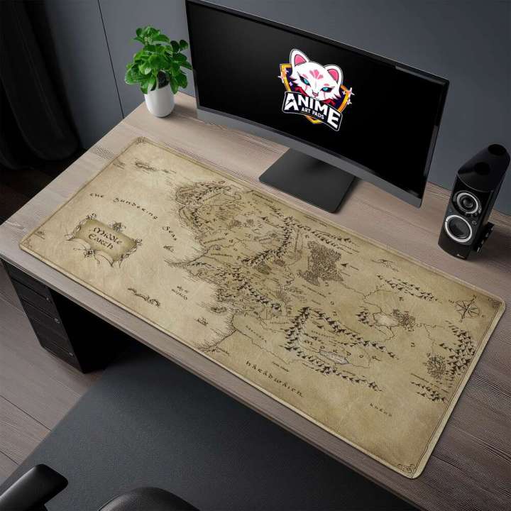 Middle Earth Map Desk Mat - Vintage Map Mouse Pad para sa Fantasy ...