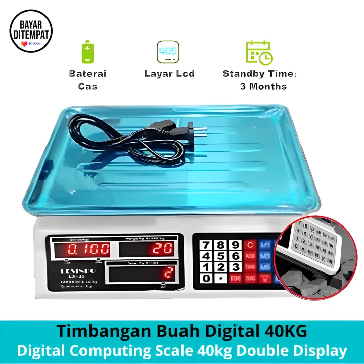 Timbangan Buah 40KG / Digital Computing Scale 40kg Double Display ...