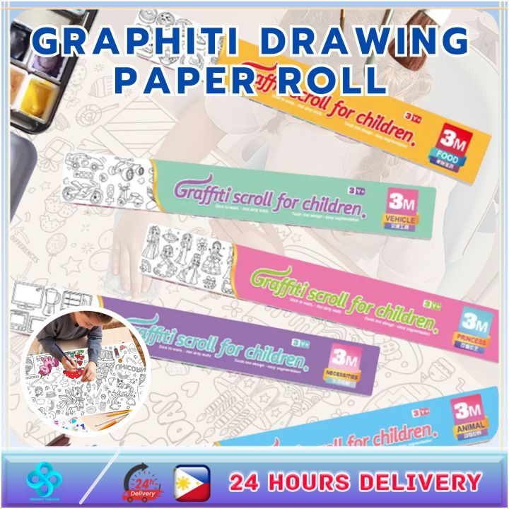Children's graffiti scroll coloring painting paper long scroll ...