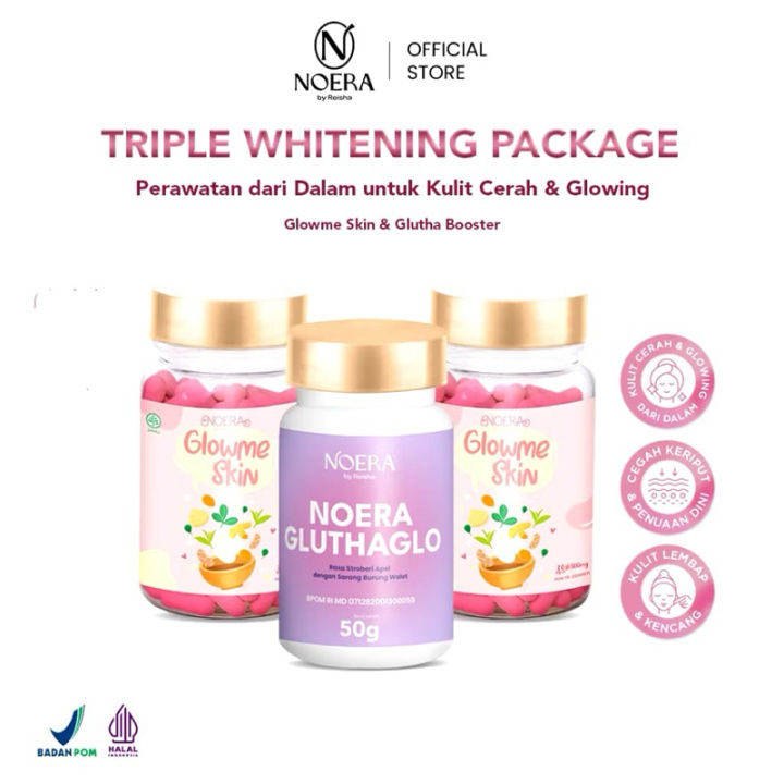 SG NOERA PAKET TRIPLe Whitening/2noera glow me skin&1 Noera Glutha ...