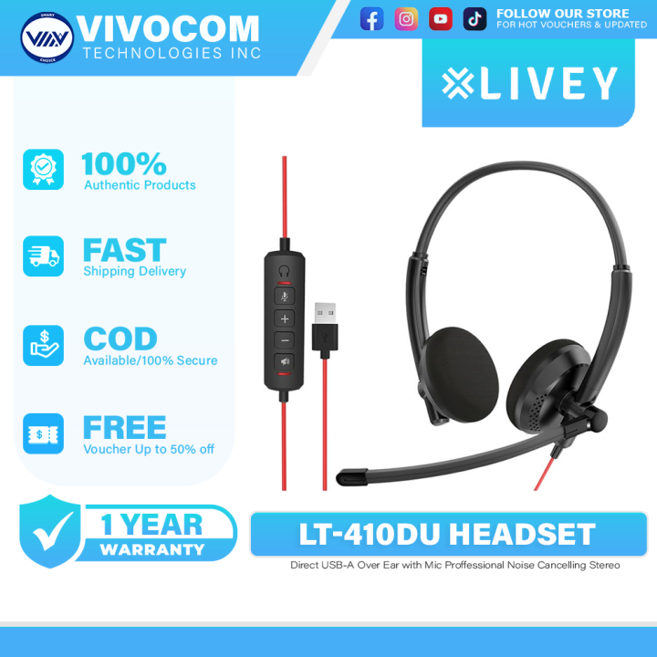 Livey Savvy LT-410DU Dual-Mount Over-Ear Stereo Headset with Microphone ...