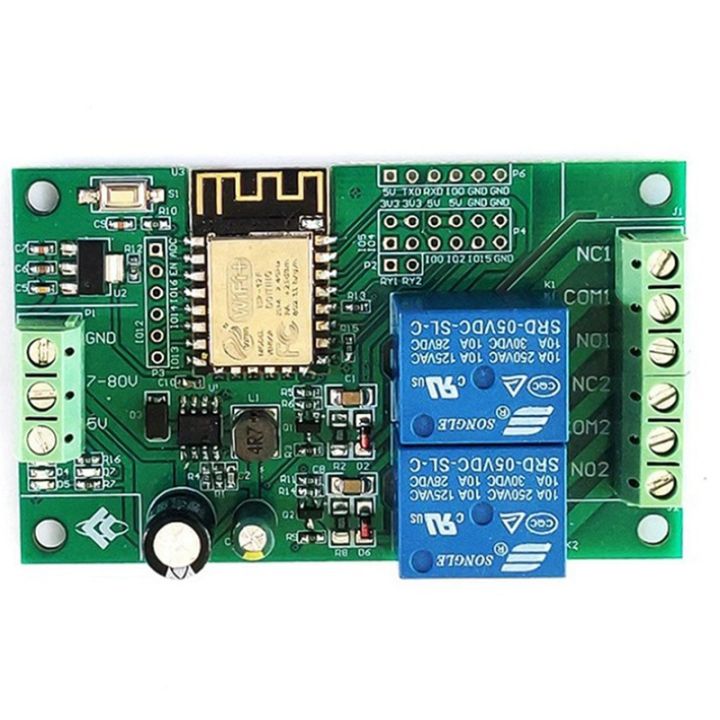 Esp8266 Esp-12F Wifi Relay Module 2Channel 5V/8-80V Network Relay Switch for Arduino Ide Smart ...
