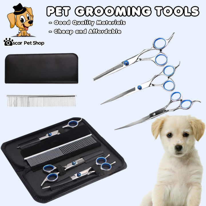 Pet Grooming Scissors Kit 5 Pcs Pet Hair Cutting Barber Tools Set For ...