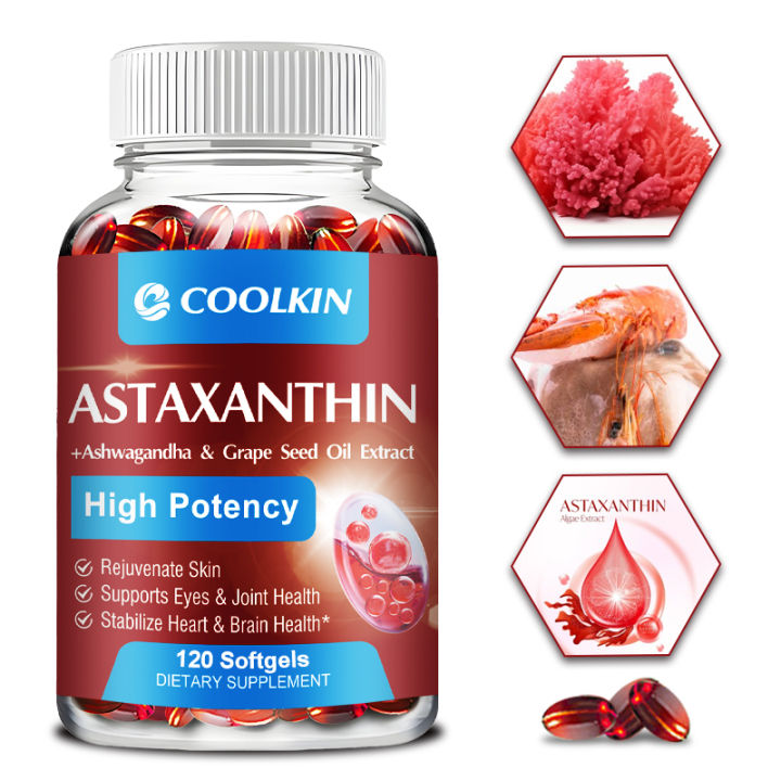 ASTAXANTHIN - With Grapeseed Oil Extract - Revitalizes Skin, Supports ...