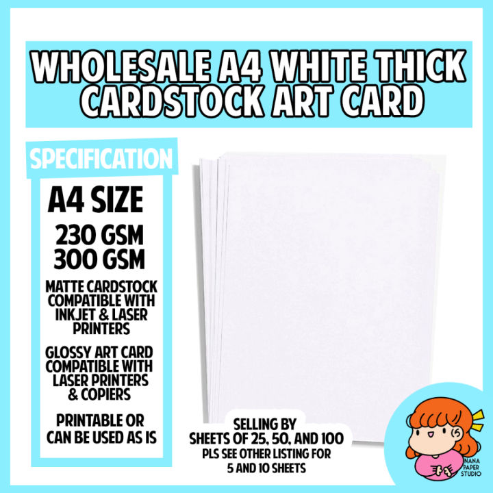 🇸🇬 WHOLESALE 180/230/300 GSM A4 Thick Cardstock Art Card White Plain ...
