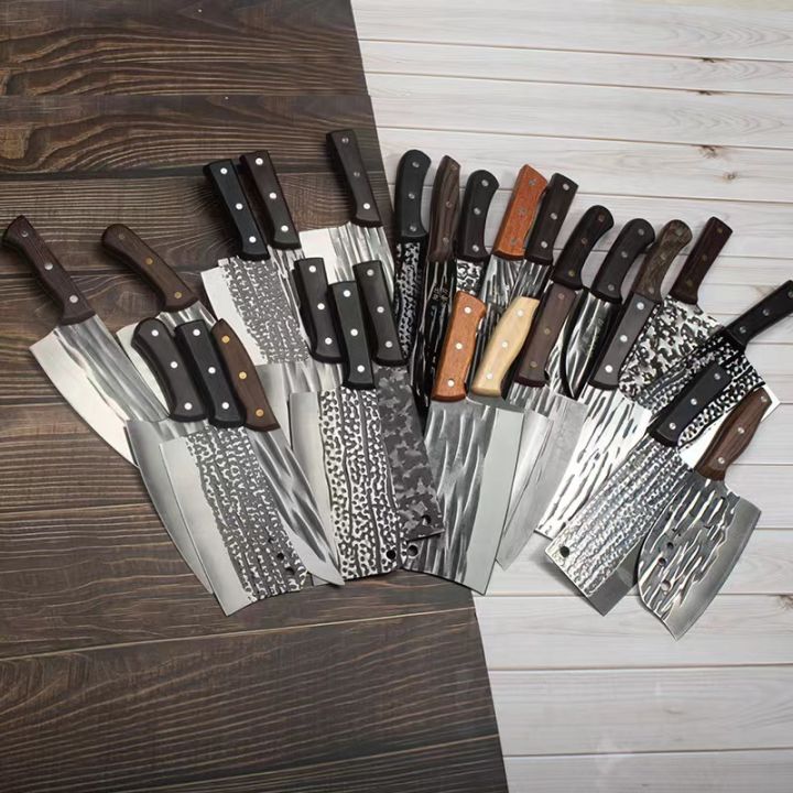 7pn มีดสับสแตนเลส6มีดล่าสัตว์หลอมด้วยมือมีดเครื่องมือตัดในครัวมีดสับ ...