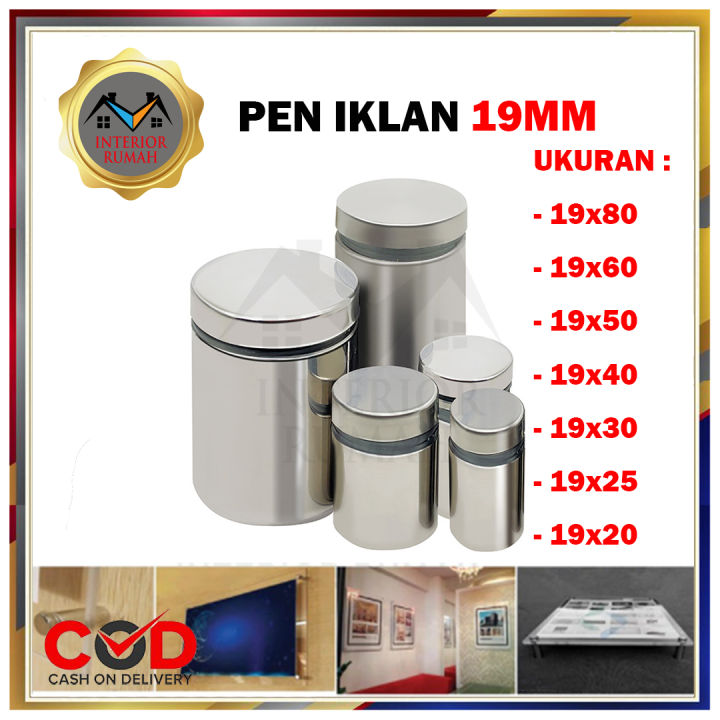 Pen Iklan 19 mm / Pen Baut Iklan Kaca Akrilik Sign Board Stainless ...