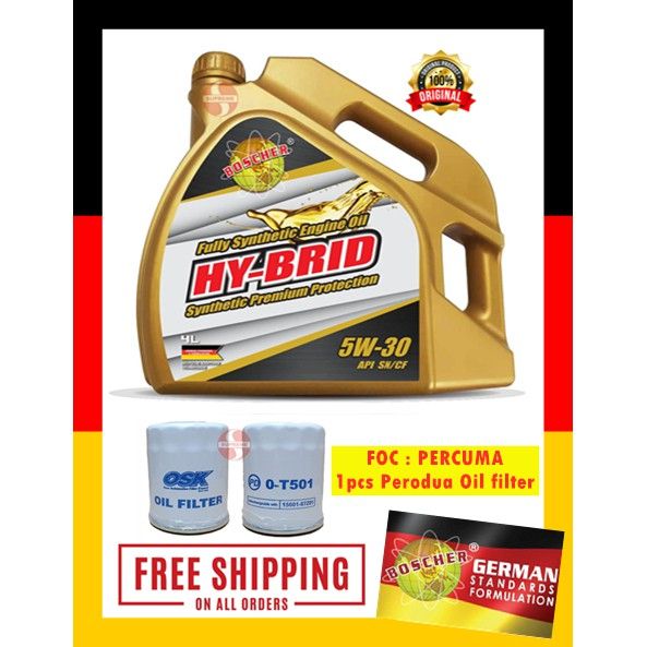 S2U Boscher 5W30 SN/CF Fully Synthetic 10,000KM Engine Oil 4Liters For Perodua Myvi Alza Aruz ...