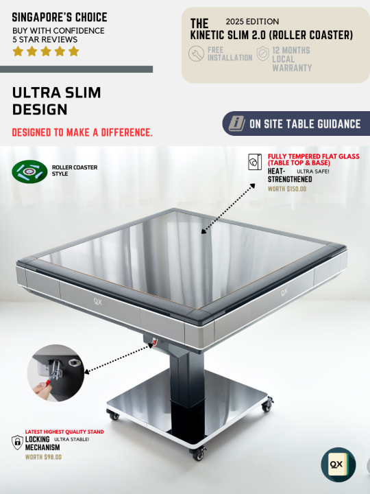 🀄(𝐒𝐆 𝐒𝐓𝐎𝐂𝐊𝐒) QX Automatic Mahjong Table / Kinetic Slim 2.0 / Foldable ...