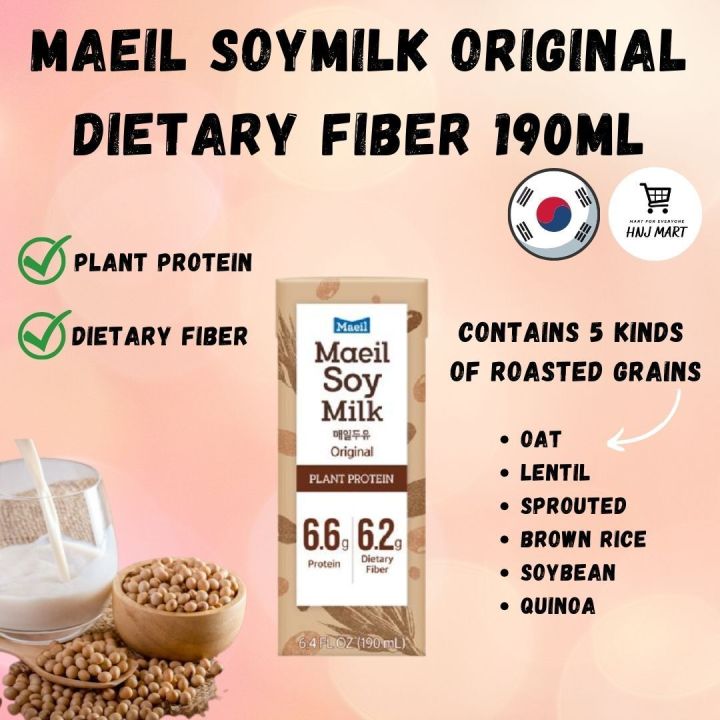 HALAL KOREA MAEIL SOYMILK ORIGINAL PLANT PROTEIN Healthy Soymilk 190ML / Dietary Fiber | Lazada