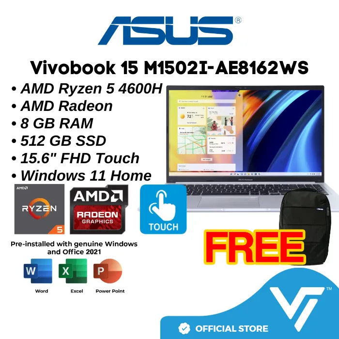 ASUS Vivobook 15 M1502I-AE8155WS Laptop (AMD Ryzen 5 4600H, 8GB, 512GB ...