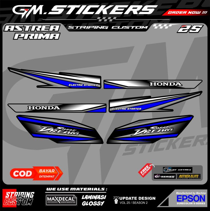 STRIPING STIKER VARIASI HONDA ASTREA PRIMA STAR SUPER DREAM THAILAND ...
