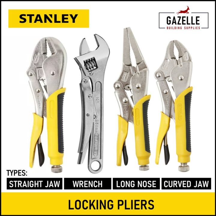 Stanley Pro Locking Pliers Visegrip Vise Grip Straight Curved Jaw Long ...