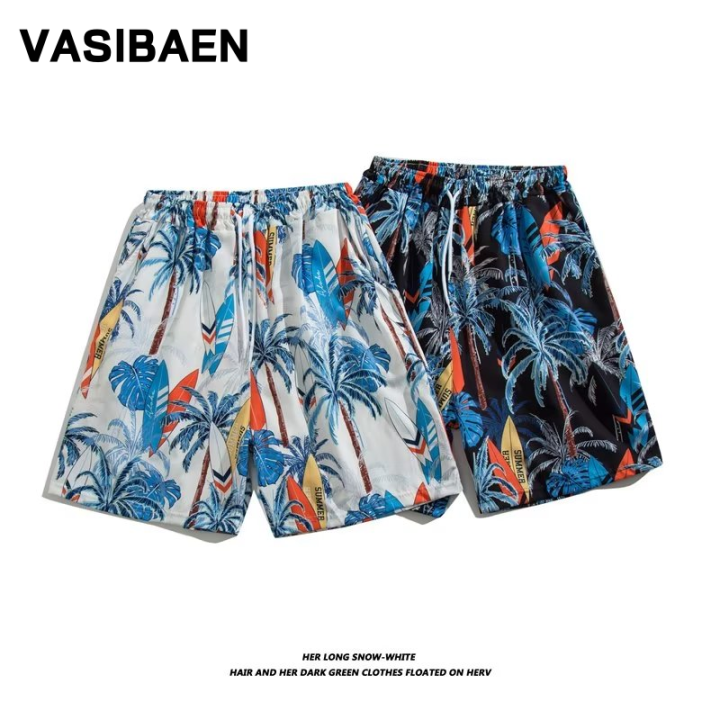 VASIBAEN 热带印花男士宽松沙滩裤速干时尚休闲嘻哈短裤 | Lazada.co.th