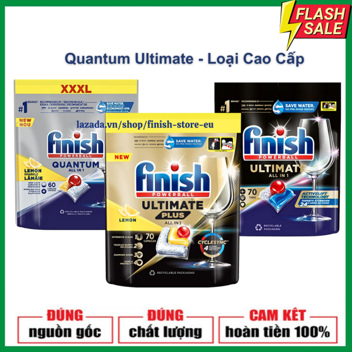 Viên rửa bát Finish Quantum Max Ultimate plus 100 70 60 50 viên bóng ...