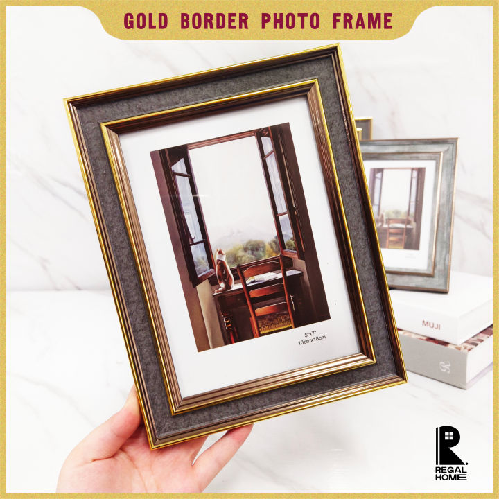 [Gold Border] Photo Picture Frame All Sizes Aesthetic Home Decoration ...