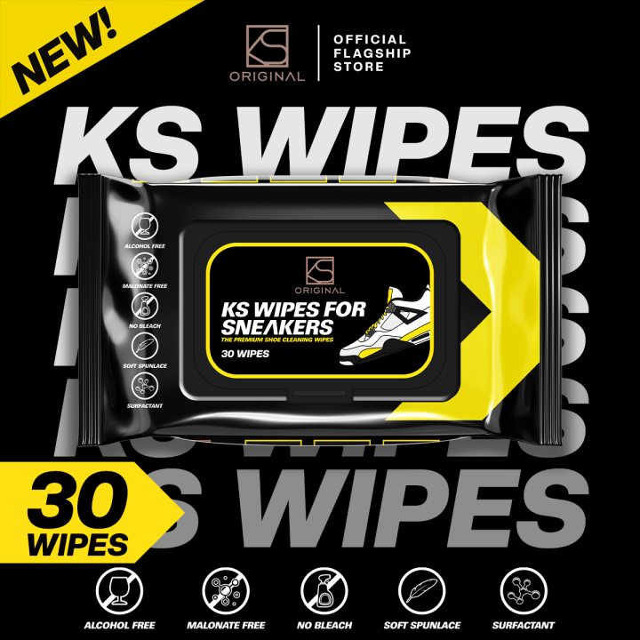 KS Wipes Plus (30WIPES) for Sneaker Gentle Cleaning White Shoes Care ...