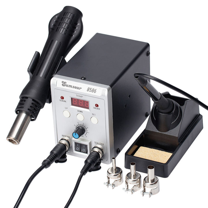 8586 760W 220V 2 in 1 Soldering Station Hot Air Solder Iron SMD BGA ...