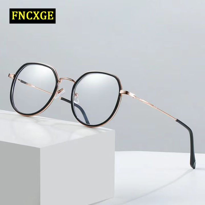 FNCXGE แว่นตาสายตาสั้น 0.0 ถึง -6.0 กรองแสงสีฟ้า สำหรับบุรุษและสตรี แฟชั่น สไตล์เกาหลี หยดน้ำ ...